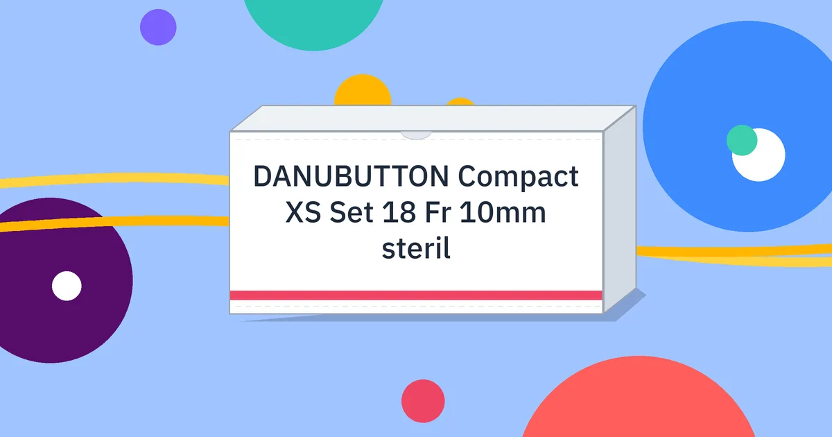 Symbolbild: Packung mit der Aufschrift DANUBUTTON Compact XS Set 18 Fr 10mm steril (PZN 19852964) – Verfügbarkeit und Bezug in Apotheken in Frankfurt am Main
