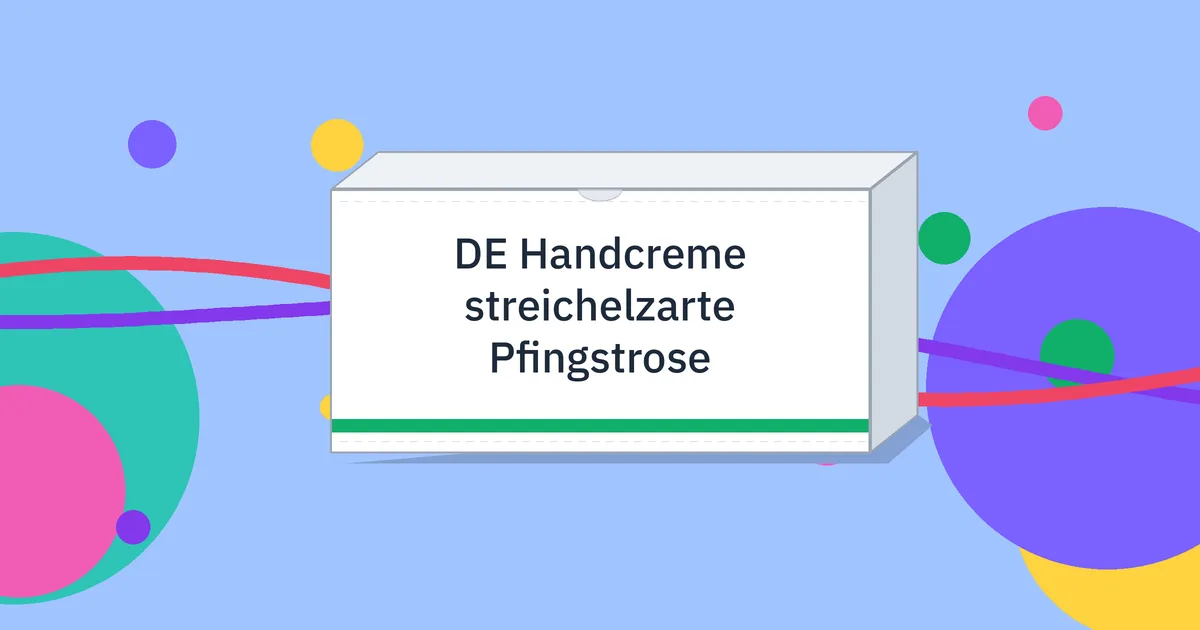 Symbolbild: Packung mit der Aufschrift DE Handcreme streichelzarte Pfingstrose (PZN 16785440) – Verfügbarkeit und Bezug in Apotheken in Frankfurt am Main