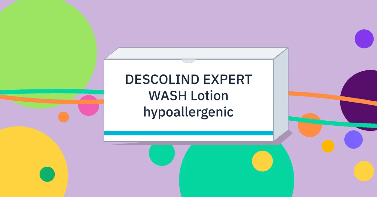 Symbolbild: Packung mit der Aufschrift DESCOLIND EXPERT WASH Lotion hypoallergenic (PZN 16660916) – Verfügbarkeit und Bezug in Apotheken in Frankfurt am Main