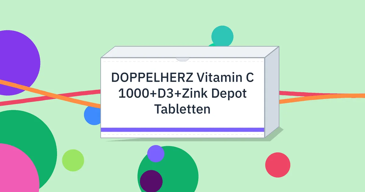 Symbolbild: Packung mit der Aufschrift DOPPELHERZ Vitamin C 1000+D3+Zink Depot Tabletten (PZN 17580390) – Verfügbarkeit und Bezug in Apotheken in Frankfurt am Main