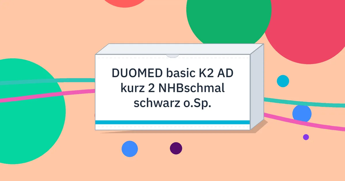 Symbolbild: Packung mit der Aufschrift DUOMED basic K2 AD kurz 2 NHBschmal schwarz o.Sp. (PZN 20907794) – Verfügbarkeit und Bezug in Apotheken in Frankfurt am Main