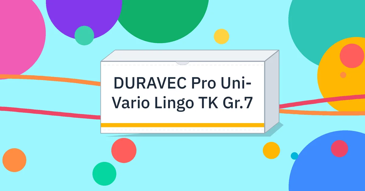 Symbolbild: Packung mit der Aufschrift DURAVEC Pro Uni-Vario Lingo TK Gr.7 (PZN 19272936) – Verfügbarkeit und Bezug in Apotheken in Frankfurt am Main