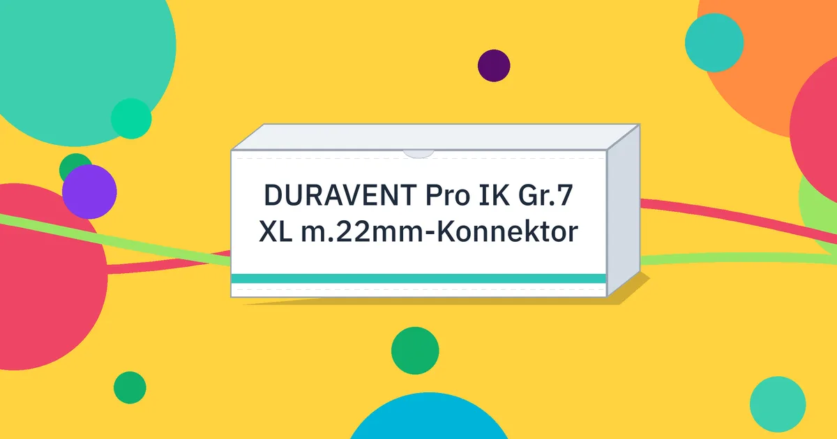 Symbolbild: Packung mit der Aufschrift DURAVENT Pro IK Gr.7 XL m.22mm-Konnektor (PZN 19243389) – Verfügbarkeit und Bezug in Apotheken in Frankfurt am Main