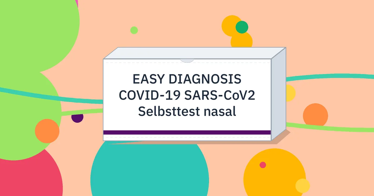 Symbolbild: Packung mit der Aufschrift EASY DIAGNOSIS COVID-19 SARS-CoV2 Selbsttest nasal (PZN 18075843) – Verfügbarkeit und Bezug in Apotheken in Frankfurt am Main