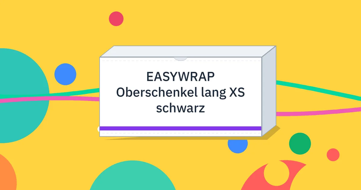 Symbolbild: Packung mit der Aufschrift EASYWRAP Oberschenkel lang XS schwarz (PZN 18748704) – Verfügbarkeit und Bezug in Apotheken in Frankfurt am Main
