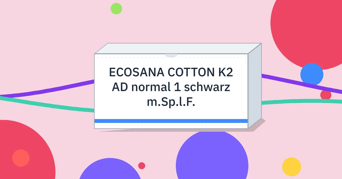 Symbolbild: Packung mit der Aufschrift ECOSANA COTTON K2 AD normal 1 schwarz m.Sp.l.F. (PZN 16947084) – Verfügbarkeit und Bezug in Apotheken in Frankfurt am Main