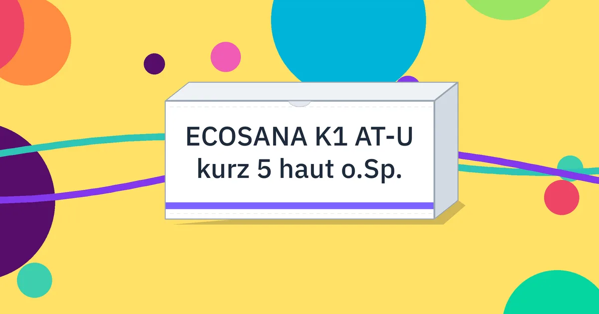 Symbolbild: Packung mit der Aufschrift ECOSANA K1 AT-U kurz 5 haut o.Sp. (PZN 04734644) – Verfügbarkeit und Bezug in Apotheken in Frankfurt am Main