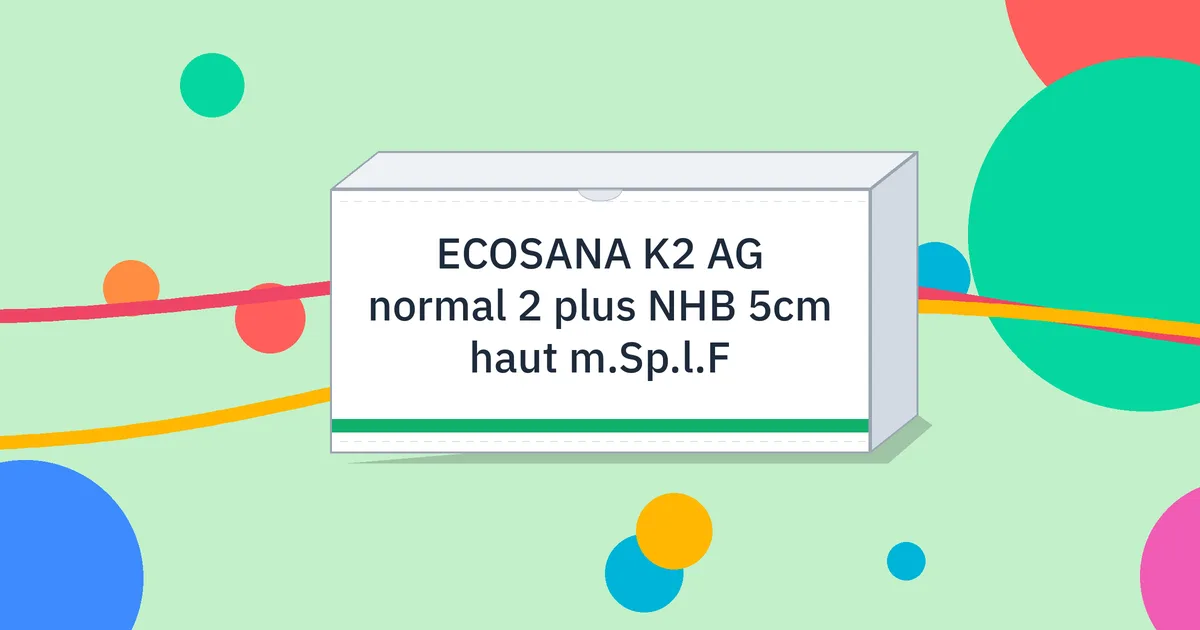 Symbolbild: Packung mit der Aufschrift ECOSANA K2 AG normal 2 plus NHB 5cm haut m.Sp.l.F (PZN 10957182) – Verfügbarkeit und Bezug in Apotheken in Frankfurt am Main