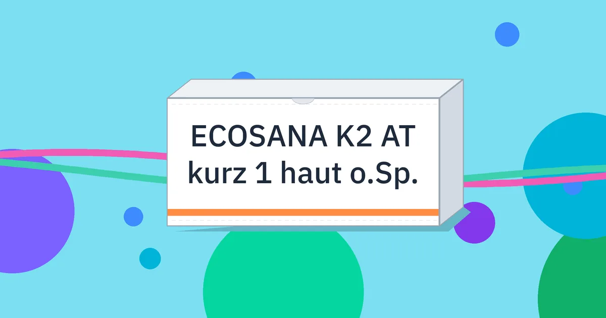 Symbolbild: Packung mit der Aufschrift ECOSANA K2 AT kurz 1 haut o.Sp. (PZN 01545977) – Verfügbarkeit und Bezug in Apotheken in Frankfurt am Main