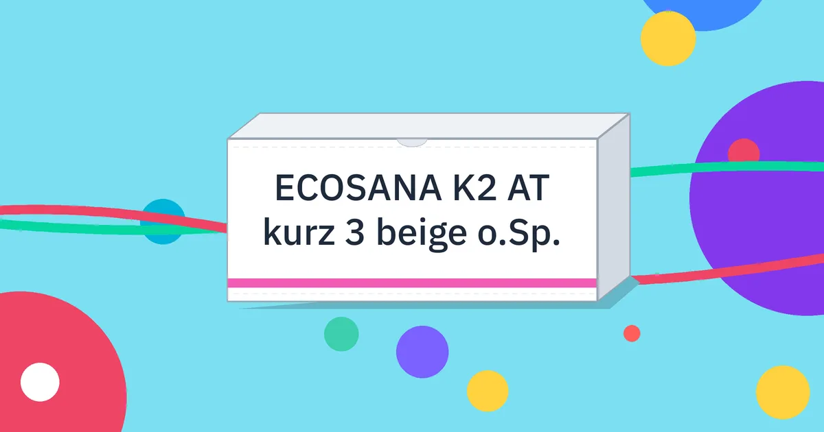 Symbolbild: Packung mit der Aufschrift ECOSANA K2 AT kurz 3 beige o.Sp. (PZN 01556202) – Verfügbarkeit und Bezug in Apotheken in Frankfurt am Main