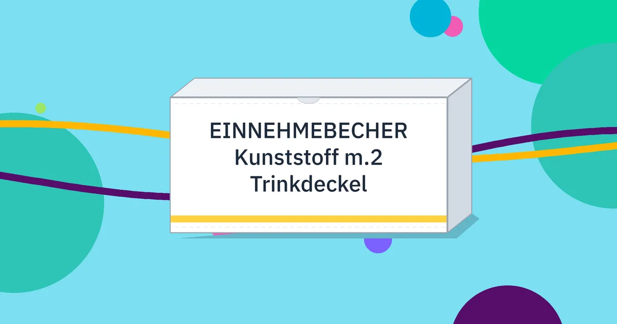 Symbolbild: Packung mit der Aufschrift EINNEHMEBECHER Kunststoff m.2 Trinkdeckel (PZN 07354445) – Verfügbarkeit und Bezug in Apotheken in Frankfurt am Main