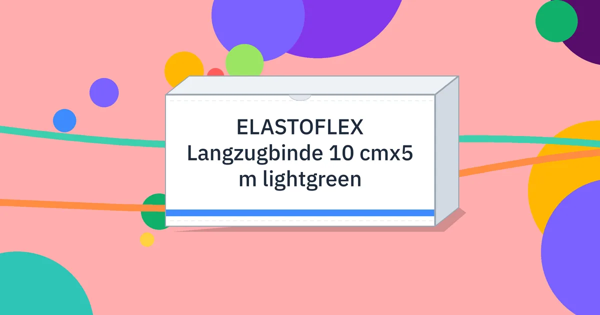 Symbolbild: Packung mit der Aufschrift ELASTOFLEX Langzugbinde 10 cmx5 m lightgreen (PZN 17175933) – Verfügbarkeit und Bezug in Apotheken in Frankfurt am Main