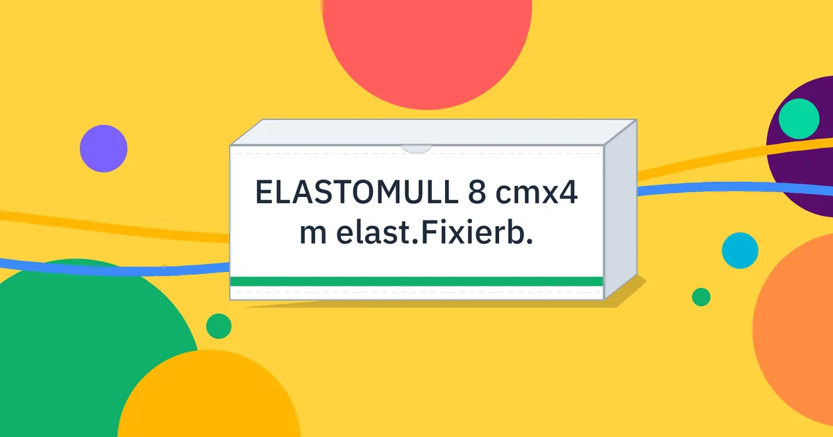 Symbolbild: Packung mit der Aufschrift ELASTOMULL 8 cmx4 m elast.Fixierb. (PZN 19347396) – Verfügbarkeit und Bezug in Apotheken in Frankfurt am Main