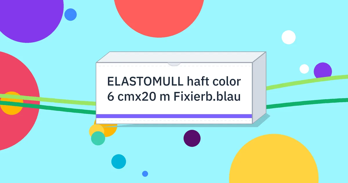 Symbolbild: Packung mit der Aufschrift ELASTOMULL haft color 6 cmx20 m Fixierb.blau (PZN 19825677) – Verfügbarkeit und Bezug in Apotheken in Frankfurt am Main