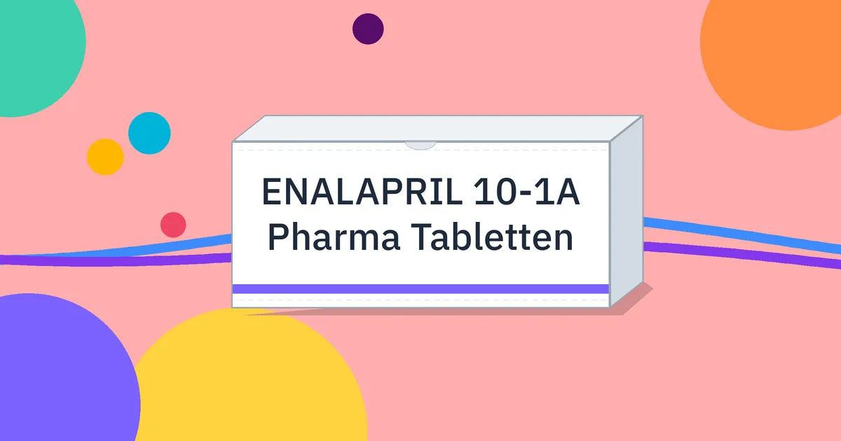 Symbolbild: Packung mit der Aufschrift ENALAPRIL 10-1A Pharma Tabletten (PZN 03682075) – Verfügbarkeit und Bezug in Apotheken in Frankfurt am Main