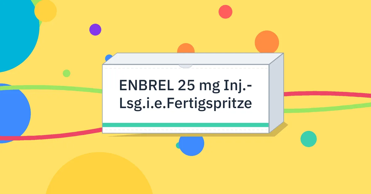 Symbolbild: Packung mit der Aufschrift ENBREL 25 mg Inj.-Lsg.i.e.Fertigspritze (PZN 04780302) – Verfügbarkeit und Bezug in Apotheken in Frankfurt am Main