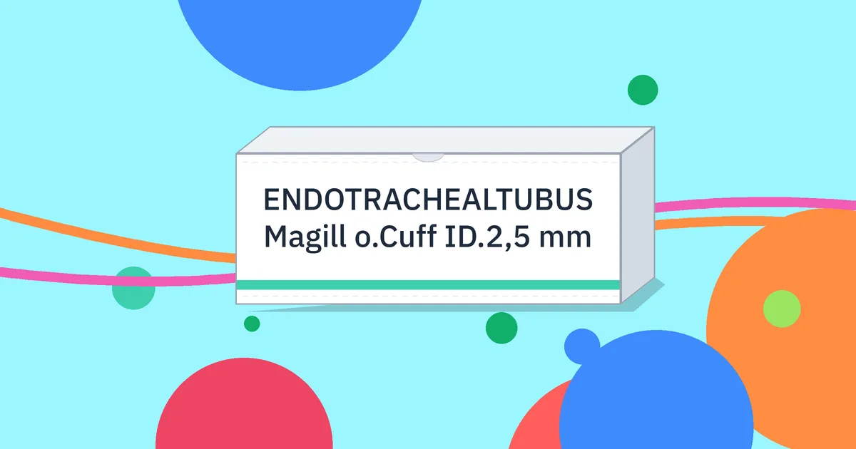 Symbolbild: Packung mit der Aufschrift ENDOTRACHEALTUBUS Magill o.Cuff ID.2,5 mm (PZN 07217033) – Verfügbarkeit und Bezug in Apotheken in Frankfurt am Main