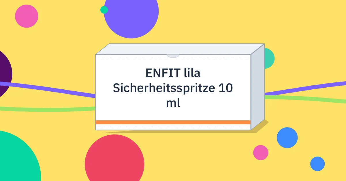 Symbolbild: Packung mit der Aufschrift ENFIT lila Sicherheitsspritze 10 ml (PZN 16734974) – Verfügbarkeit und Bezug in Apotheken in Frankfurt am Main