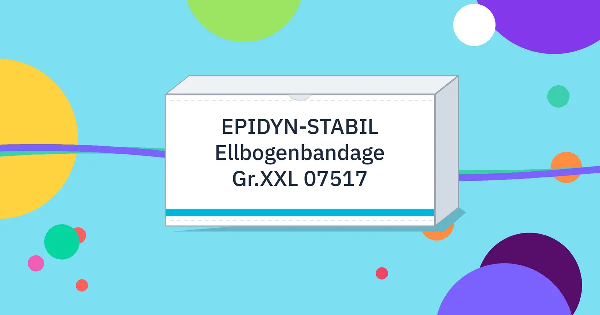 Symbolbild: Packung mit der Aufschrift EPIDYN-STABIL Ellbogenbandage Gr.XXL 07517 (PZN 09538379) – Verfügbarkeit und Bezug in Apotheken in Frankfurt am Main