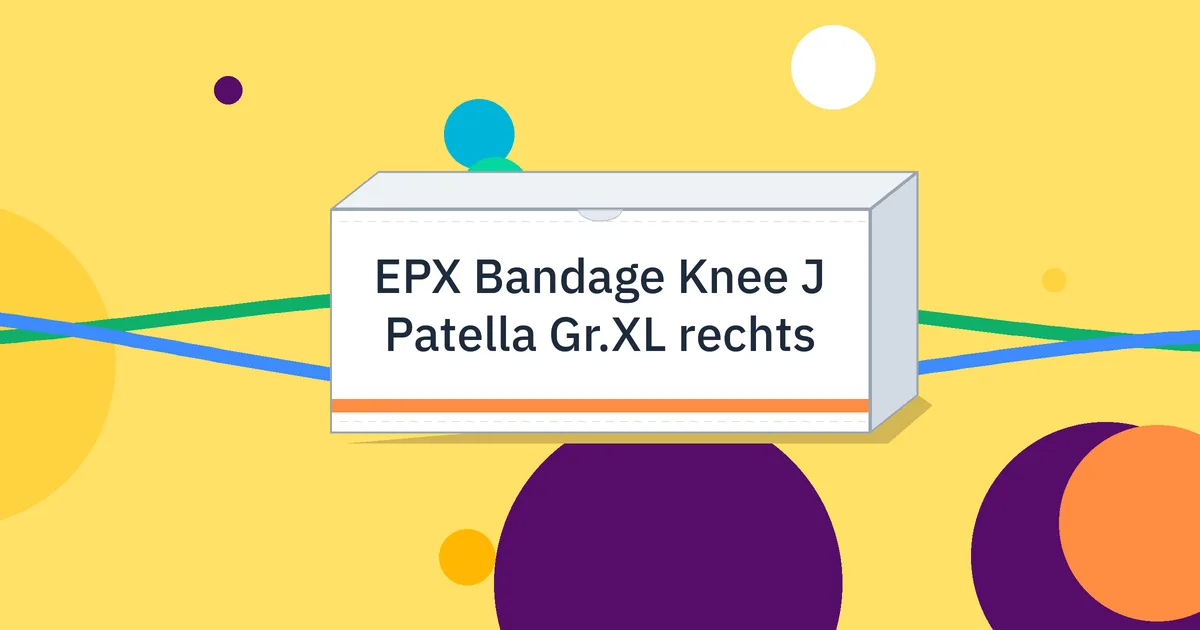 Symbolbild: Packung mit der Aufschrift EPX Bandage Knee J Patella Gr.XL rechts (PZN 07640263) – Verfügbarkeit und Bezug in Apotheken in Frankfurt am Main