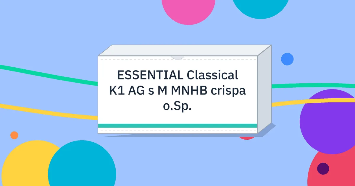 Symbolbild: Packung mit der Aufschrift ESSENTIAL Classical K1 AG s M MNHB crispa o.Sp. (PZN 19320747) – Verfügbarkeit und Bezug in Apotheken in Frankfurt am Main