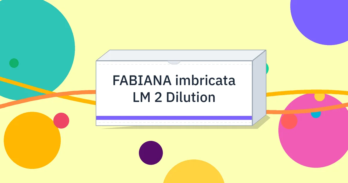 Symbolbild: Packung mit der Aufschrift FABIANA imbricata LM 2 Dilution (PZN 13485430) – Verfügbarkeit und Bezug in Apotheken in Frankfurt am Main