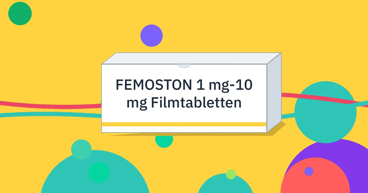 Symbolbild: Packung mit der Aufschrift FEMOSTON 1 mg-10 mg Filmtabletten (PZN 20690840) – Verfügbarkeit und Bezug in Apotheken in Frankfurt am Main