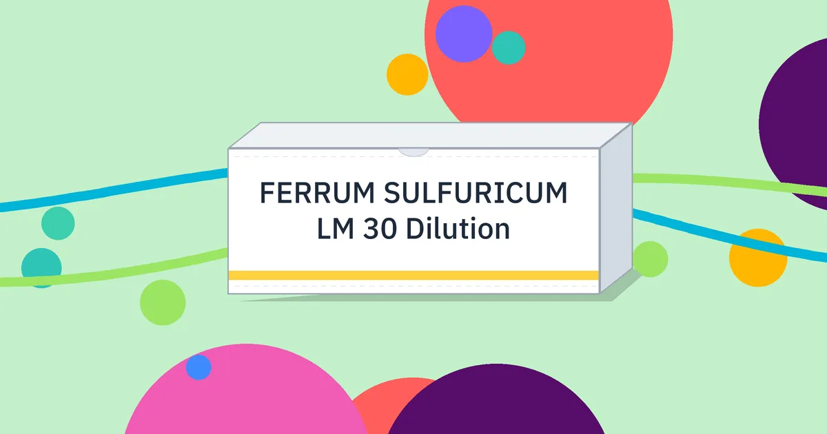 Symbolbild: Packung mit der Aufschrift FERRUM SULFURICUM LM 30 Dilution (PZN 12853736) – Verfügbarkeit und Bezug in Apotheken in Frankfurt am Main