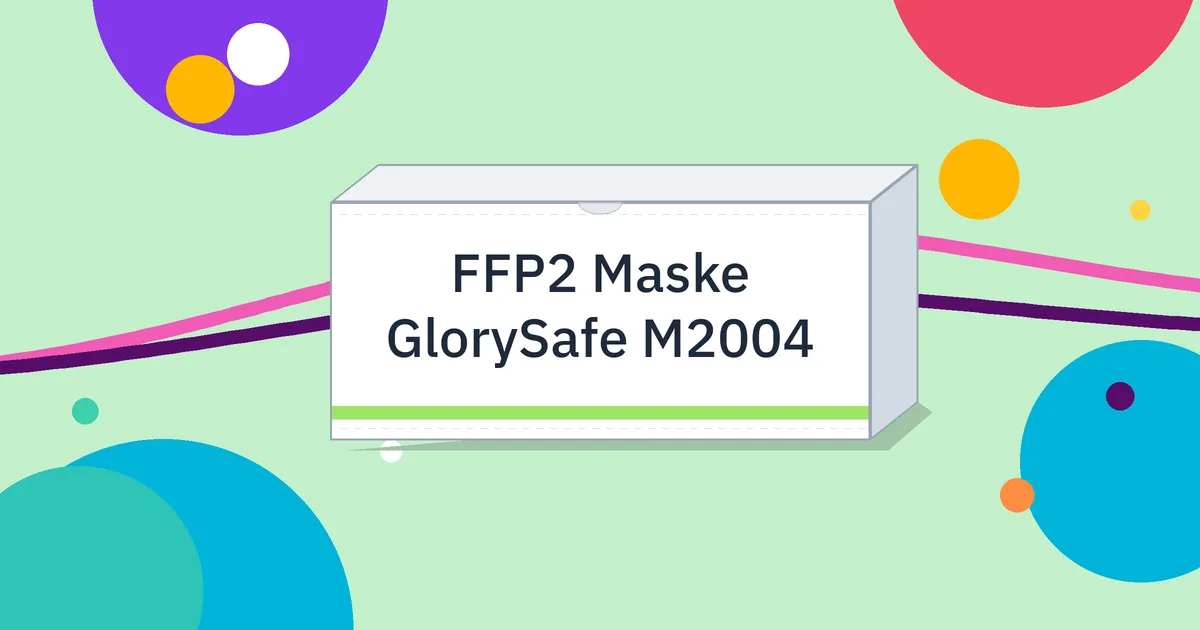 Symbolbild: Packung mit der Aufschrift FFP2 Maske GlorySafe M2004 (PZN 17178067) – Verfügbarkeit und Bezug in Apotheken in Frankfurt am Main