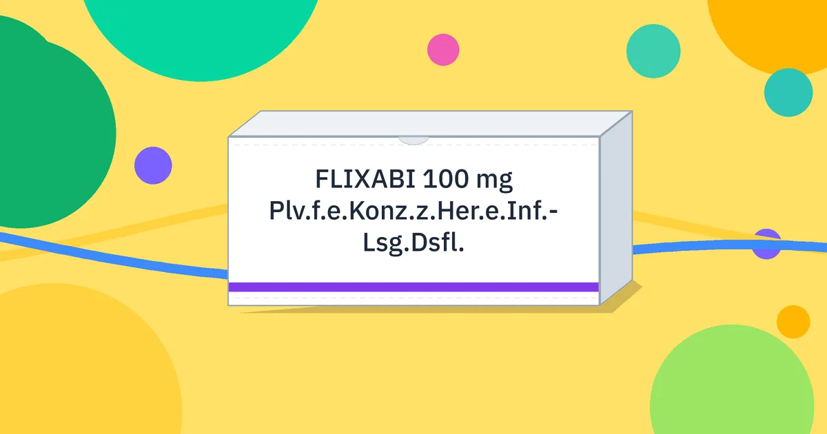 Symbolbild: Packung mit der Aufschrift FLIXABI 100 mg Plv.f.e.Konz.z.Her.e.Inf.-Lsg.Dsfl. (PZN 15890778) – Verfügbarkeit und Bezug in Apotheken in Frankfurt am Main