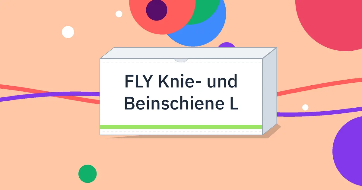 Symbolbild: Packung mit der Aufschrift FLY Knie- und Beinschiene L (PZN 10539645) – Verfügbarkeit und Bezug in Apotheken in Frankfurt am Main