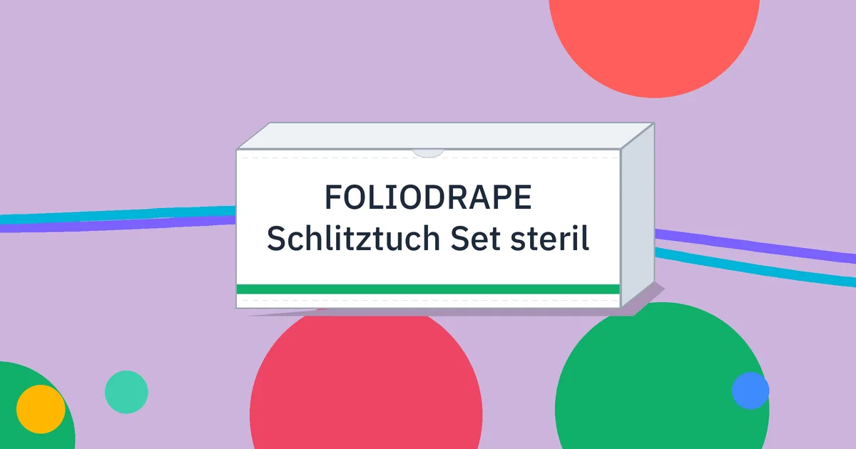 Symbolbild: Packung mit der Aufschrift FOLIODRAPE Schlitztuch Set steril (PZN 06892442) – Verfügbarkeit und Bezug in Apotheken in Frankfurt am Main
