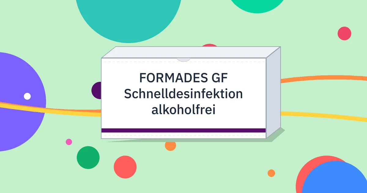 Symbolbild: Packung mit der Aufschrift FORMADES GF Schnelldesinfektion alkoholfrei (PZN 06580180) – Verfügbarkeit und Bezug in Apotheken in Frankfurt am Main