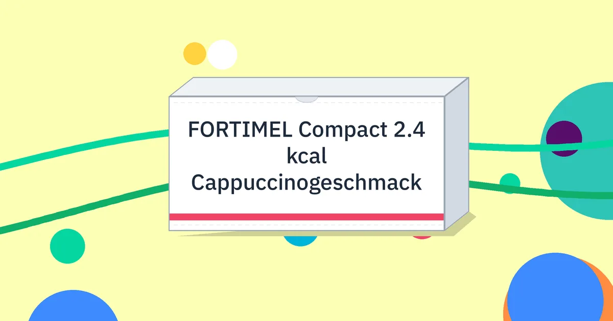 Symbolbild: Packung mit der Aufschrift FORTIMEL Compact 2.4 kcal Cappuccinogeschmack (PZN 19531415) – Verfügbarkeit und Bezug in Apotheken in Frankfurt am Main