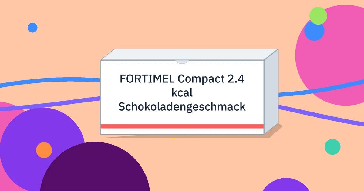 Symbolbild: Packung mit der Aufschrift FORTIMEL Compact 2.4 kcal Schokoladengeschmack (PZN 19963824) – Verfügbarkeit und Bezug in Apotheken in Frankfurt am Main