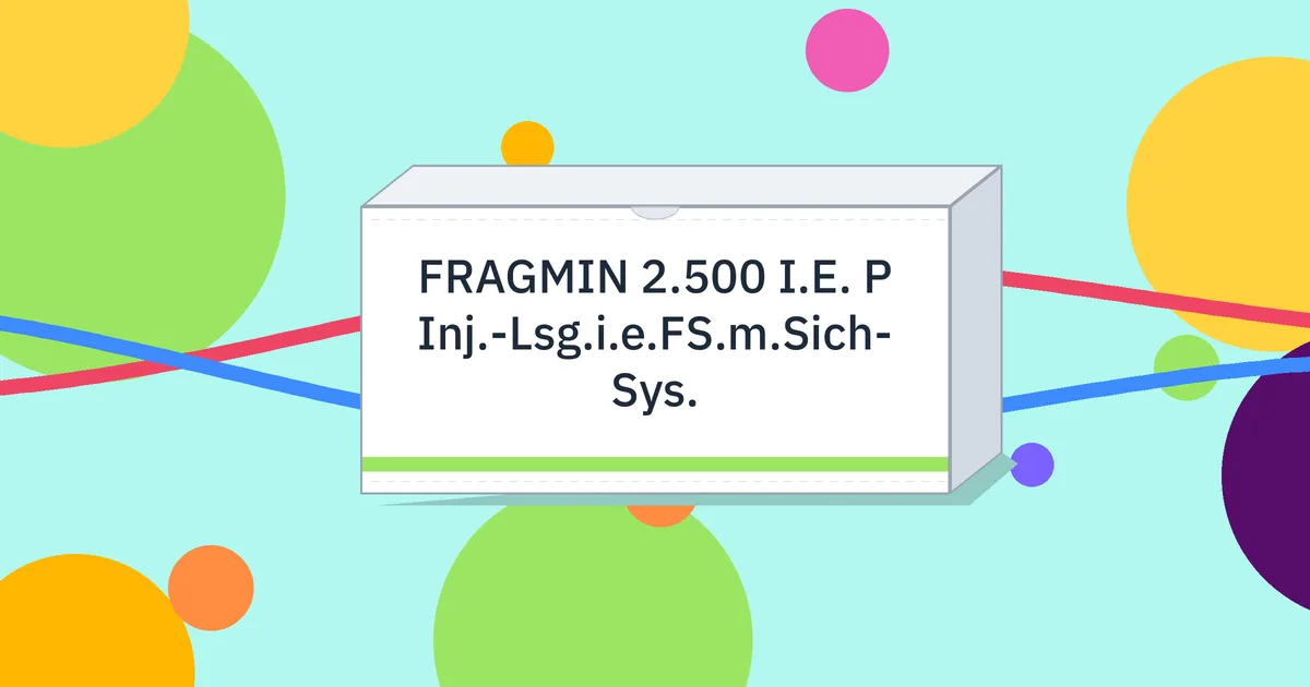 Symbolbild: Packung mit der Aufschrift FRAGMIN 2.500 I.E. P Inj.-Lsg.i.e.FS.m.Sich-Sys. (PZN 09197961) – Verfügbarkeit und Bezug in Apotheken in Frankfurt am Main