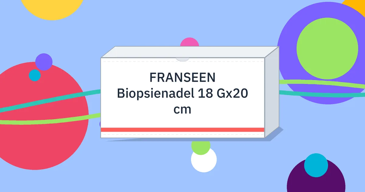 Symbolbild: Packung mit der Aufschrift FRANSEEN Biopsienadel 18 Gx20 cm (PZN 00297715) – Verfügbarkeit und Bezug in Apotheken in Frankfurt am Main