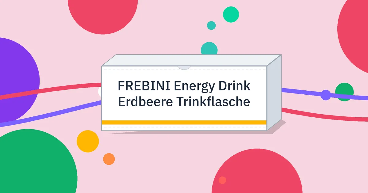 Symbolbild: Packung mit der Aufschrift FREBINI Energy Drink Erdbeere Trinkflasche (PZN 00323364) – Verfügbarkeit und Bezug in Apotheken in Frankfurt am Main