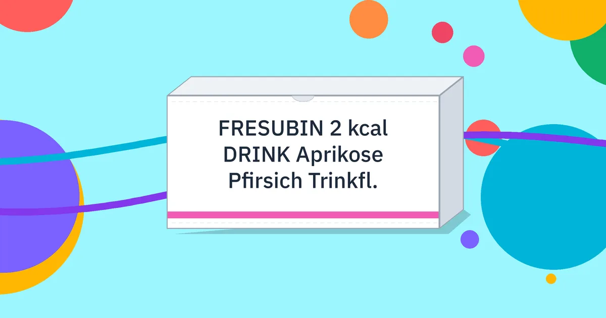 Symbolbild: Packung mit der Aufschrift FRESUBIN 2 kcal DRINK Aprikose Pfirsich Trinkfl. (PZN 20184580) – Verfügbarkeit und Bezug in Apotheken in Frankfurt am Main