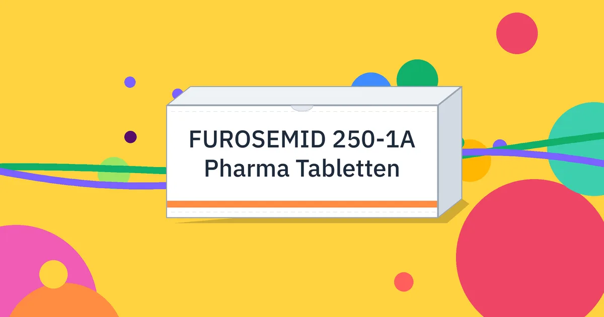 Symbolbild: Packung mit der Aufschrift FUROSEMID 250-1A Pharma Tabletten (PZN 02950881) – Verfügbarkeit und Bezug in Apotheken in Frankfurt am Main
