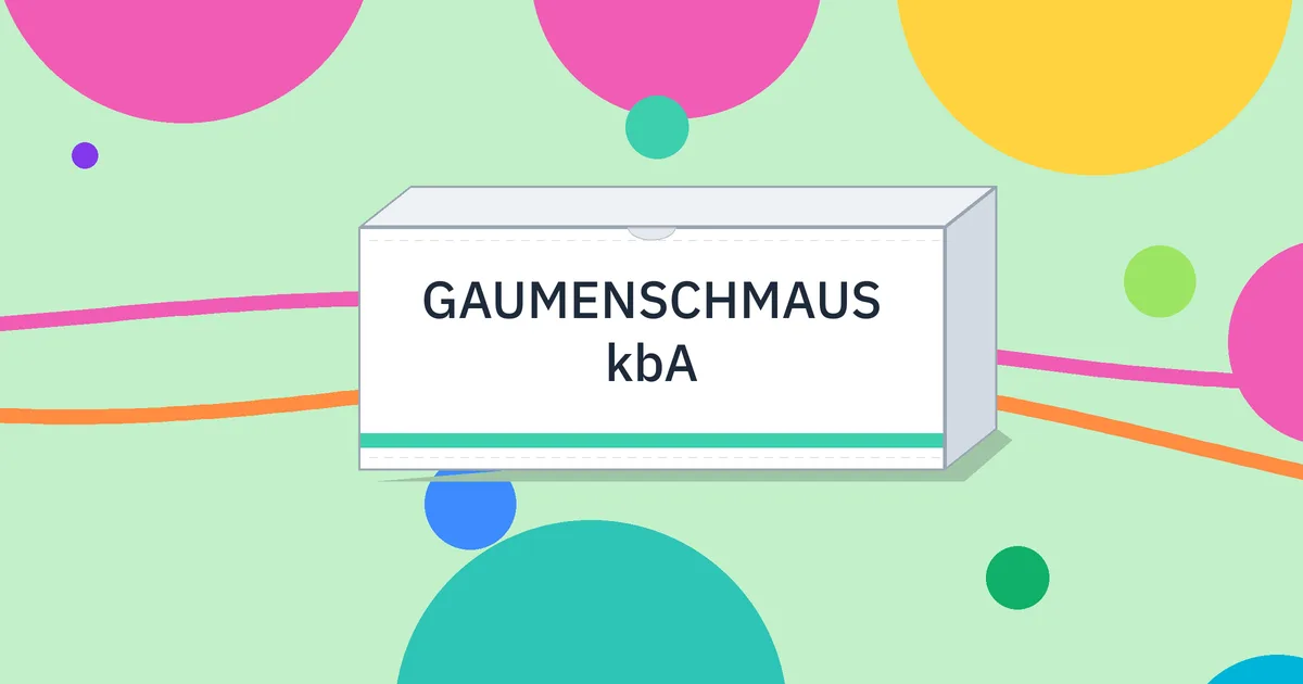 Symbolbild: Packung mit der Aufschrift GAUMENSCHMAUS kbA (PZN 05511308) – Verfügbarkeit und Bezug in Apotheken in Frankfurt am Main