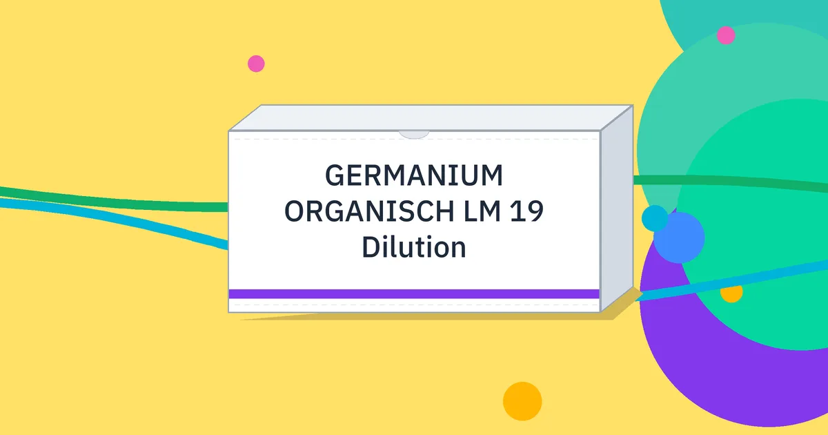 Symbolbild: Packung mit der Aufschrift GERMANIUM ORGANISCH LM 19 Dilution (PZN 16363845) – Verfügbarkeit und Bezug in Apotheken in Frankfurt am Main