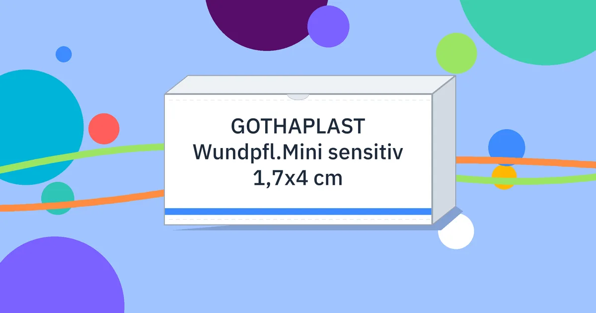 Symbolbild: Packung mit der Aufschrift GOTHAPLAST Wundpfl.Mini sensitiv 1,7x4 cm (PZN 05954879) – Verfügbarkeit und Bezug in Apotheken in Frankfurt am Main