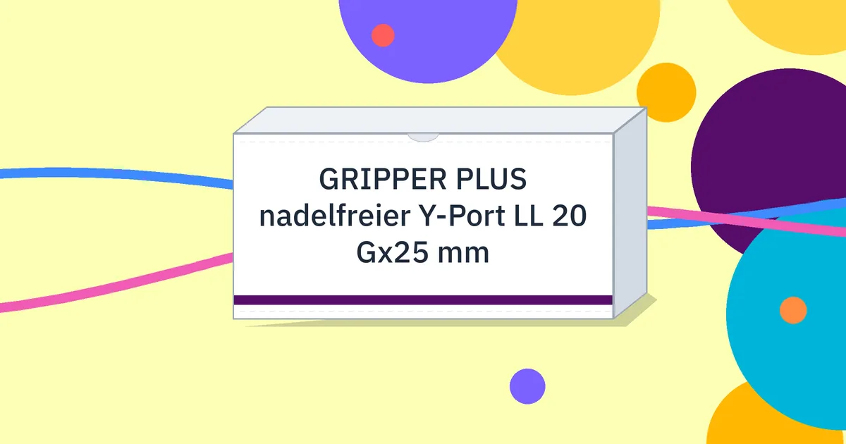 Symbolbild: Packung mit der Aufschrift GRIPPER PLUS nadelfreier Y-Port LL 20 Gx25 mm (PZN 09676265) – Verfügbarkeit und Bezug in Apotheken in Frankfurt am Main
