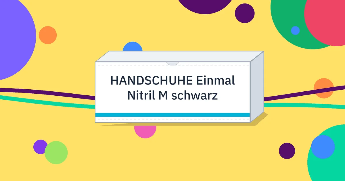 Symbolbild: Packung mit der Aufschrift HANDSCHUHE Einmal Nitril M schwarz (PZN 14046313) – Verfügbarkeit und Bezug in Apotheken in Frankfurt am Main