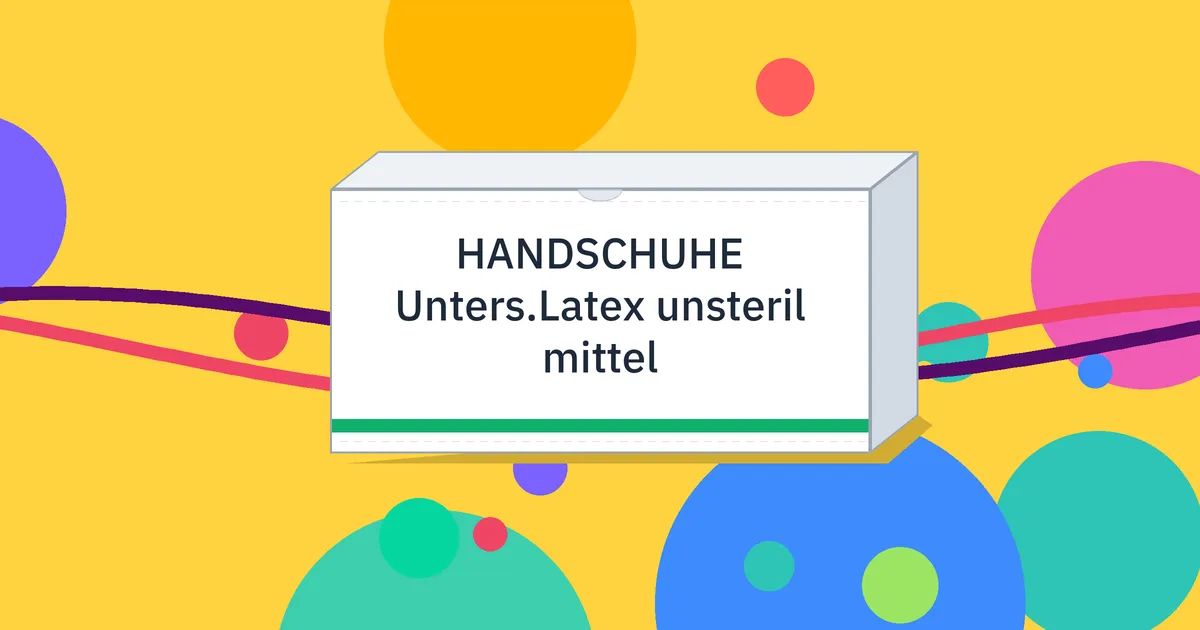 Symbolbild: Packung mit der Aufschrift HANDSCHUHE Unters.Latex unsteril mittel (PZN 07358650) – Verfügbarkeit und Bezug in Apotheken in Frankfurt am Main