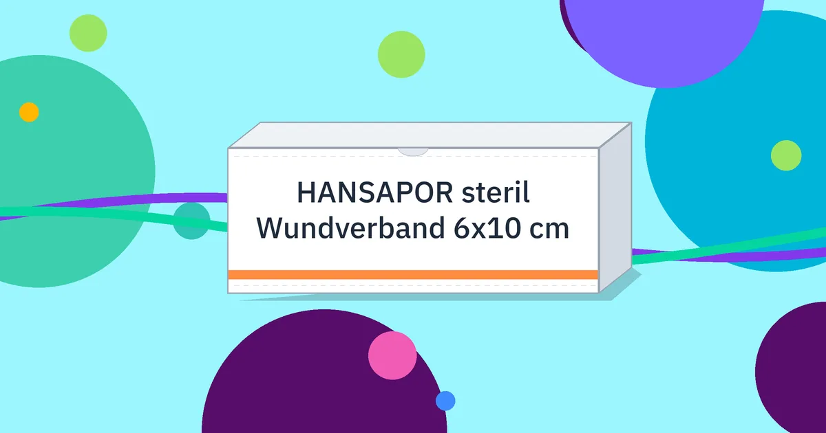 Symbolbild: Packung mit der Aufschrift HANSAPOR steril Wundverband 6x10 cm (PZN 09488575) – Verfügbarkeit und Bezug in Apotheken in Frankfurt am Main