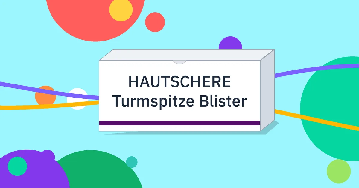 Symbolbild: Packung mit der Aufschrift HAUTSCHERE Turmspitze Blister (PZN 01569535) – Verfügbarkeit und Bezug in Apotheken in Frankfurt am Main