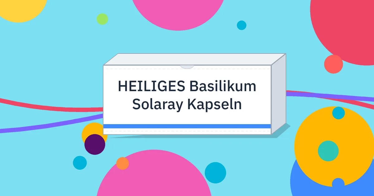Symbolbild: Packung mit der Aufschrift HEILIGES Basilikum Solaray Kapseln (PZN 17254012) – Verfügbarkeit und Bezug in Apotheken in Frankfurt am Main