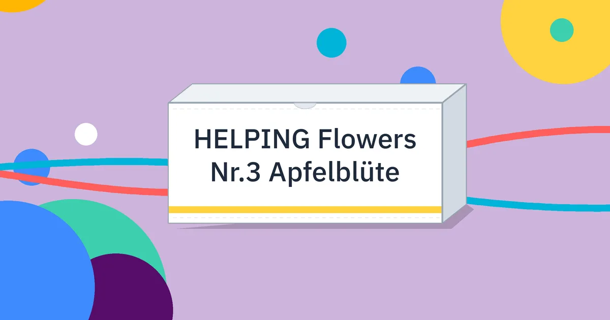 Symbolbild: Packung mit der Aufschrift HELPING Flowers Nr.3 Apfelblüte (PZN 12499594) – Verfügbarkeit und Bezug in Apotheken in Frankfurt am Main